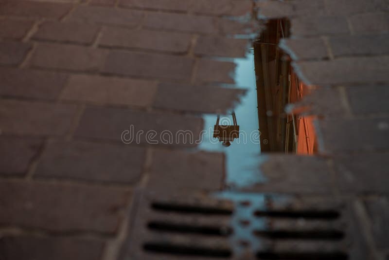 Puddle of water stock photo. Image of reflection, place - 158284830