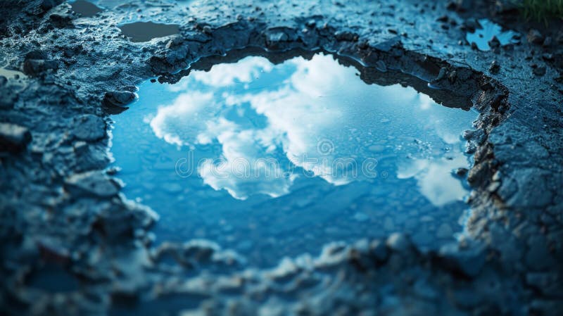 Puddle of Water Reflects the Clouds Above, Creating a Dreamy and ...
