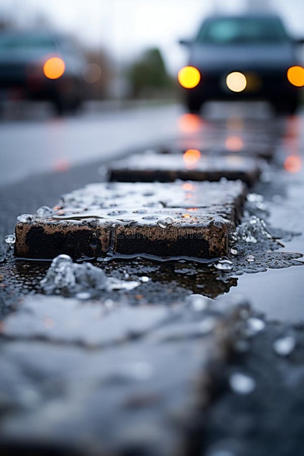 A Puddle of Water on the Road Stock Illustration - Illustration of drop ...