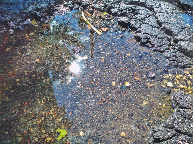 Puddle stock image. Image of stones, clear, puddle, reflection - 94818825