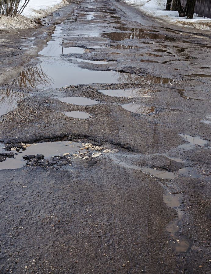 Puddles on the Road in Spring Stock Photo - Image of water, dirty: 89516510