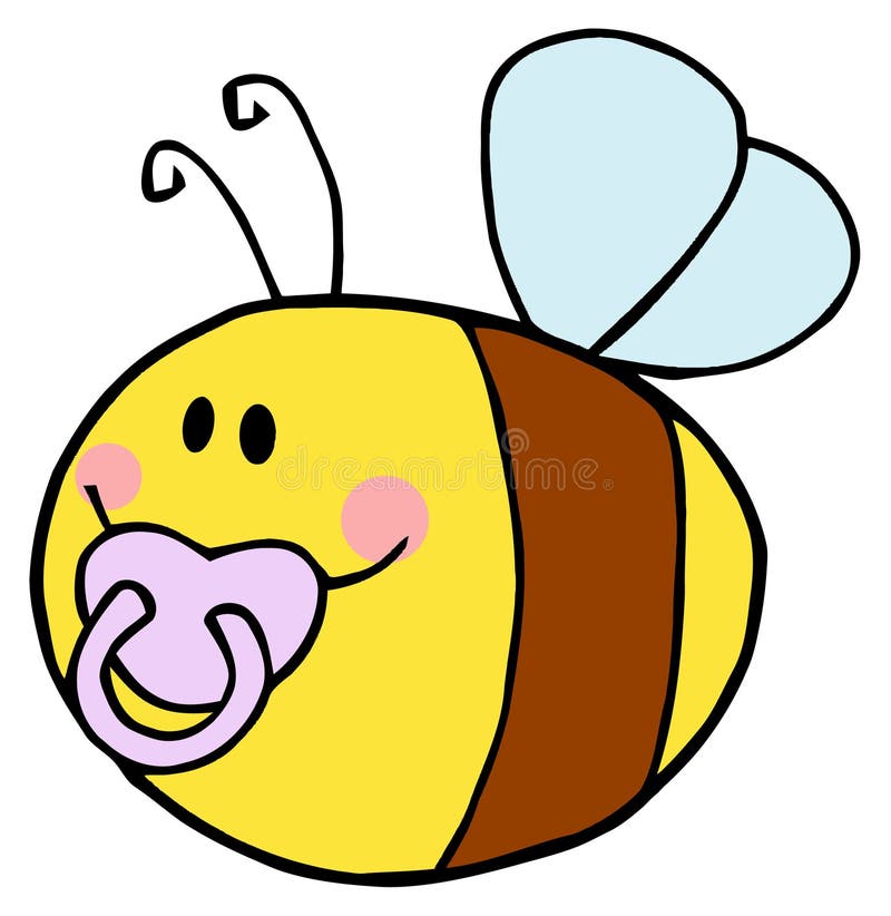Pudgy Baby Bee with a Pacifier Stock Vector - Illustration of mascot ...
