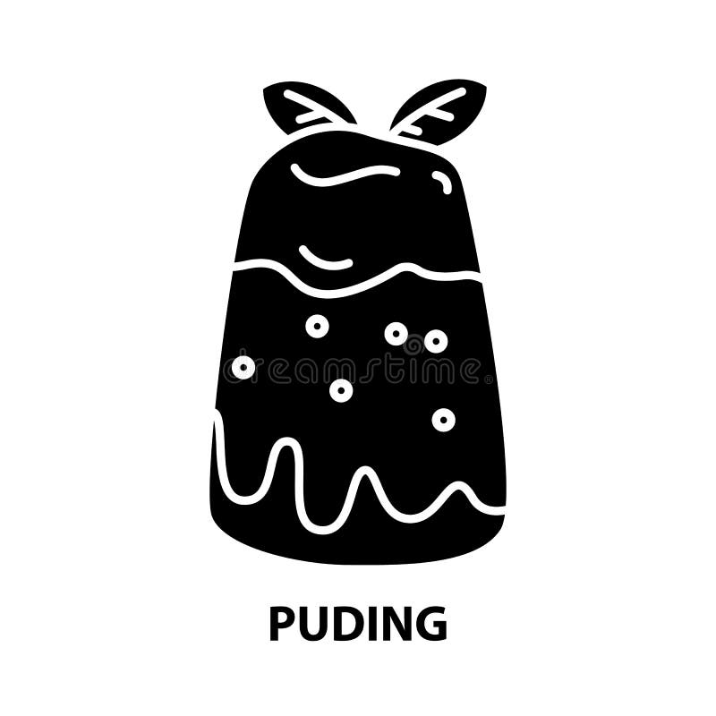 Puding Icon, Black Vector Sign with Editable Strokes, Concept ...