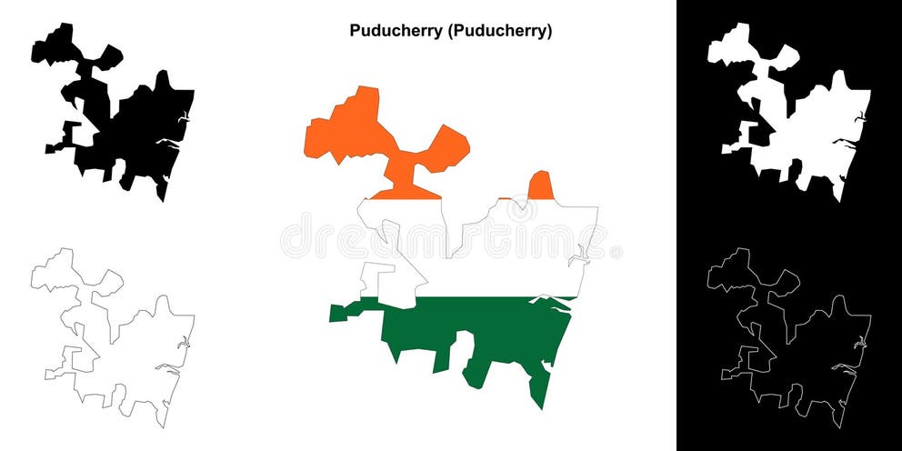 Puducherry outline map stock vector. Illustration of isolated - 368836757