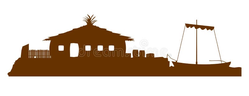 Pueblo tropical ilustración del vector. Ilustración de orilla - 39020004