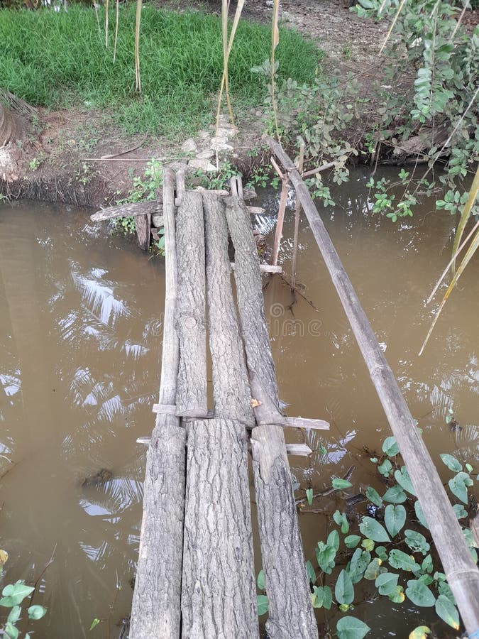 Puente De Madera Tradicional En Java Indonesia Imagen de archivo ...