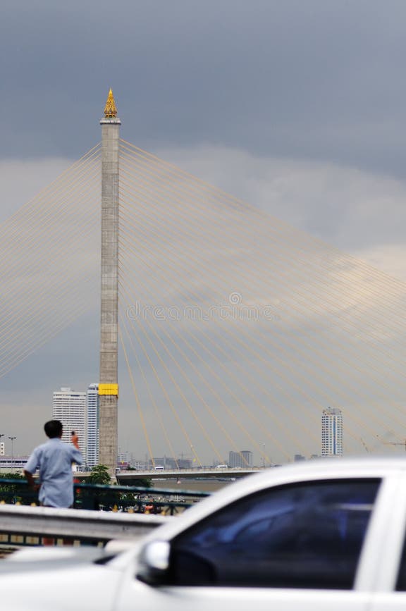 Puente Mega De Chao Phraya Phra Pradaeng. Imagen editorial - Imagen de ...