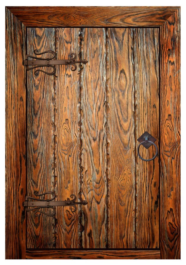 Puerta De Madera Del Vintage En La Pared De Ladrillo Foto De Archivo