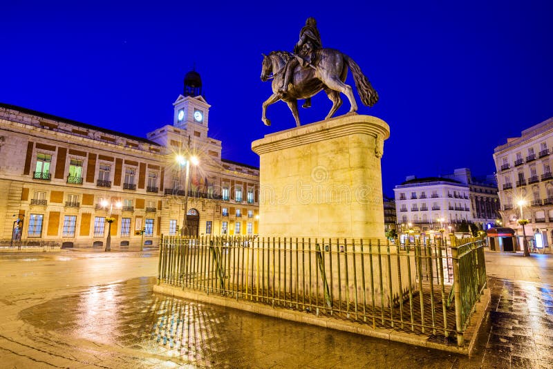 Puerta del Sol in Madrid stock photo. Image of equestrian - 49922852
