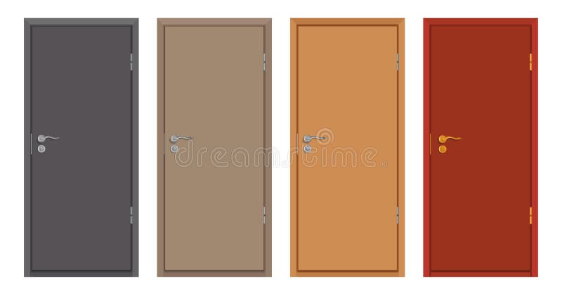 Puertas De Madera Coloreadas Aisladas En El Fondo Blanco Puerta De