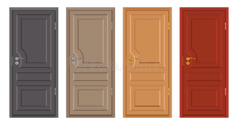 Puertas De Madera Coloreadas Aisladas En El Fondo Blanco Puerta De