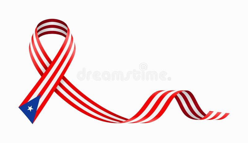 Puerto Rican Flag Stripe Ribbon Wavy Background Layout. Vector ...