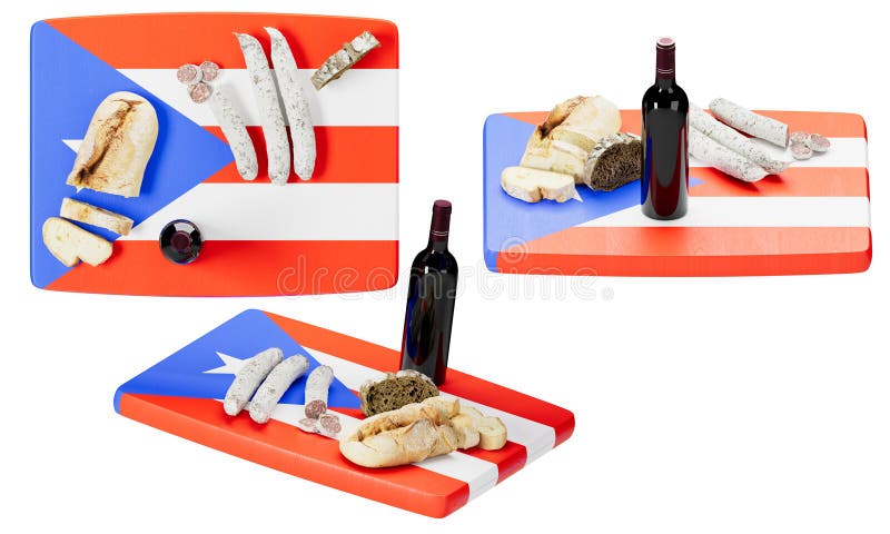 Puerto Rican Flag-Themed Gastronomic Display with Wine and Assorted ...
