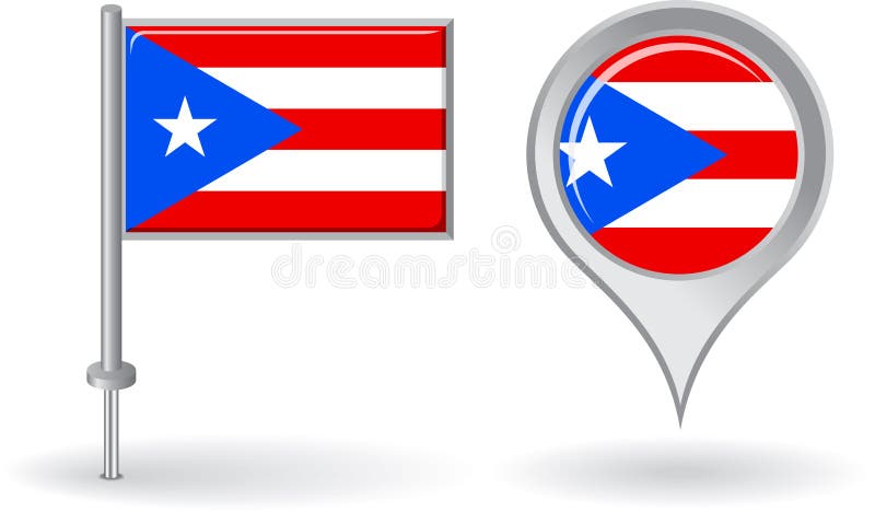 Puerto-Rican Pin Icon and Map Pointer Flag. Vector Stock Vector ...