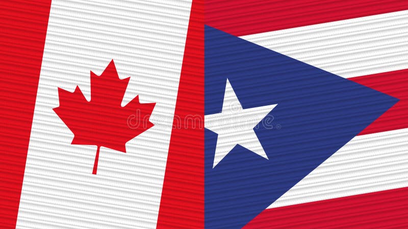 Puerto Rico and Canada Flags Together Fabric Texture Illustration Stock ...