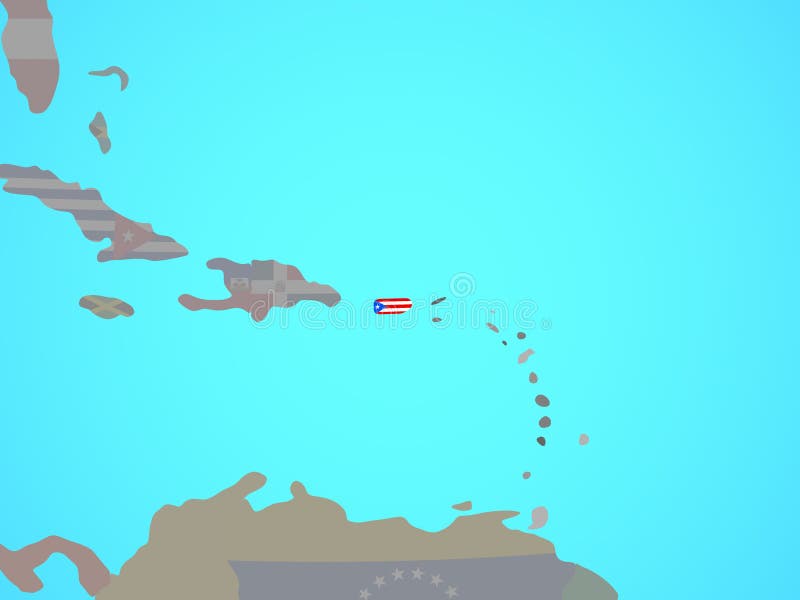 Puerto Rico Con La Bandera En Mapa Stock de ilustración - Ilustración ...
