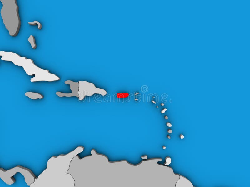 Puerto Rico on 3D map stock illustration. Illustration of country ...