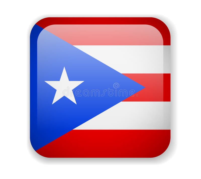 Puerto Rico Flag Bright Square Icon on a White Background Stock ...