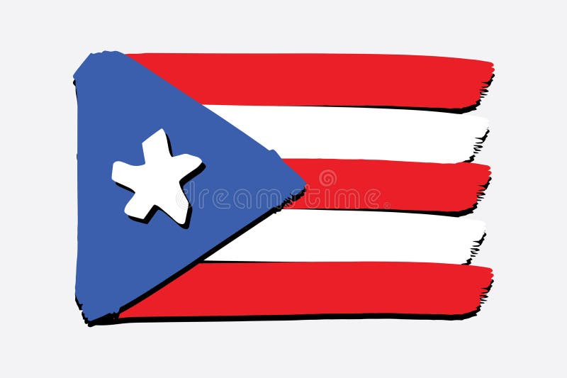 Puerto Rico Flag with Colored Hand Drawn Lines in Vector Format Stock ...