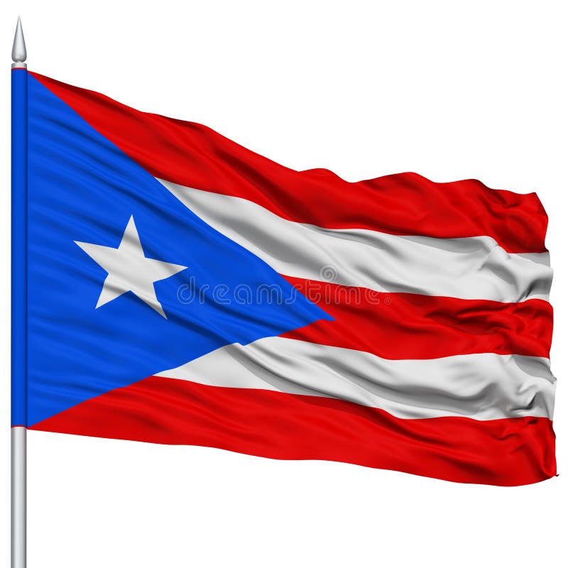 Puerto Rico Flag on Flagpole Stock Illustration - Illustration of ...
