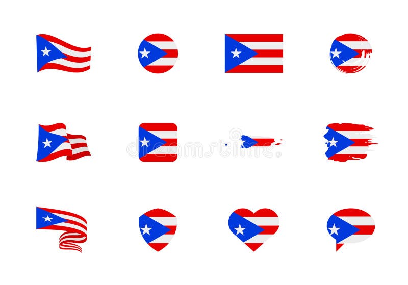 Puerto Rico Flag - Flat Collection. Flags of Different Shaped Twelve ...