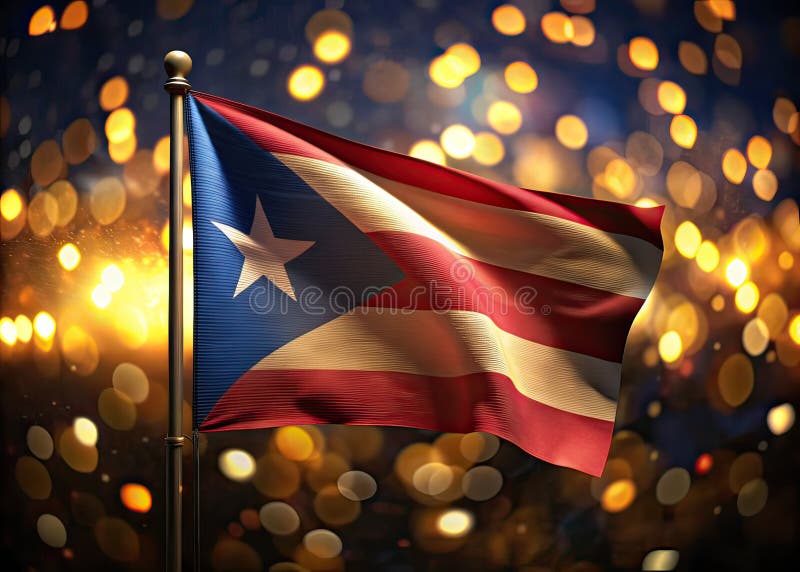 Puerto Rico Flag Night Bokeh Abstract Surreal Animation Loop a Dynamic ...
