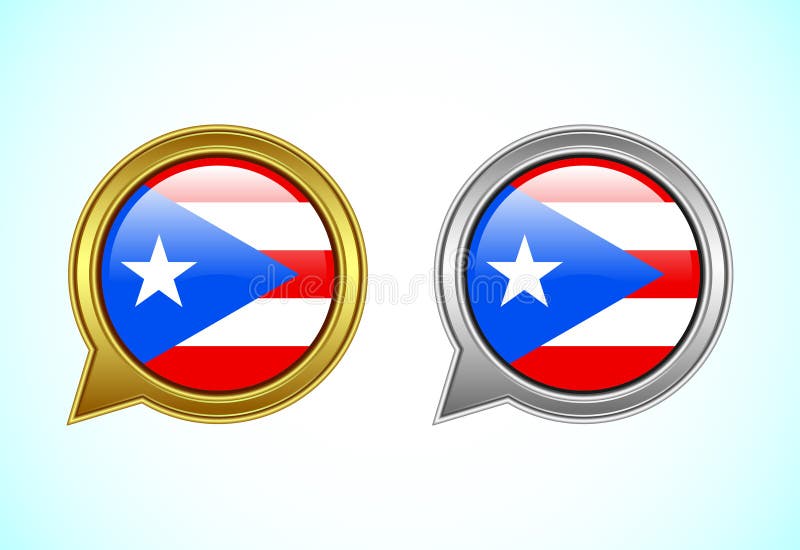 Puerto Rico Flag Speech Bubble. Speaking Flag Icon in Gold and Silver ...
