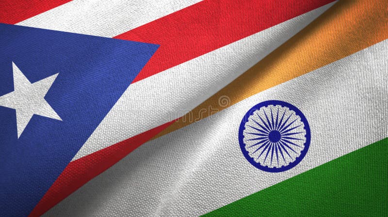 Puerto Rico and India Two Flags Textile Cloth, Fabric Texture Stock ...