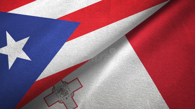 Puerto Rico and Malta Two Flags Textile Cloth, Fabric Texture Stock ...