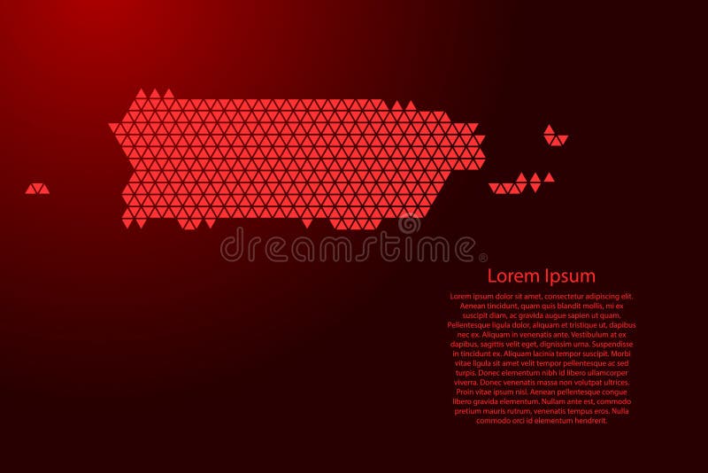 Puerto Rico Map Abstract Schematic from Red Triangles Repeating Pattern ...