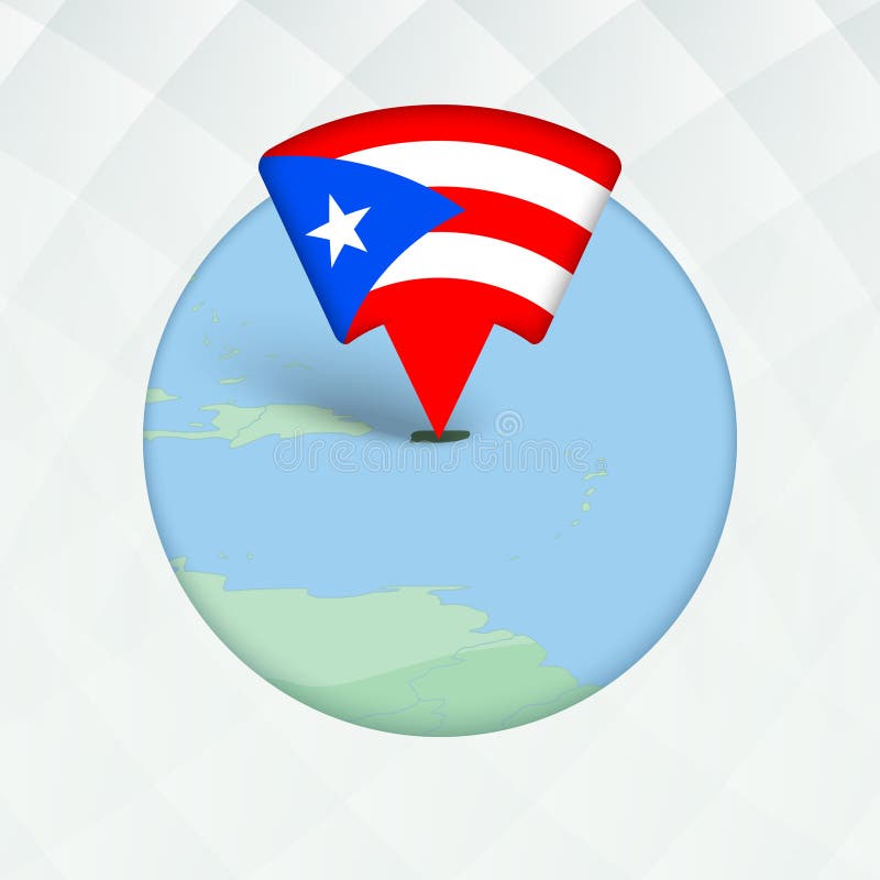 Puerto Rico Map Highlighted with Flag Marker Stock Illustration ...