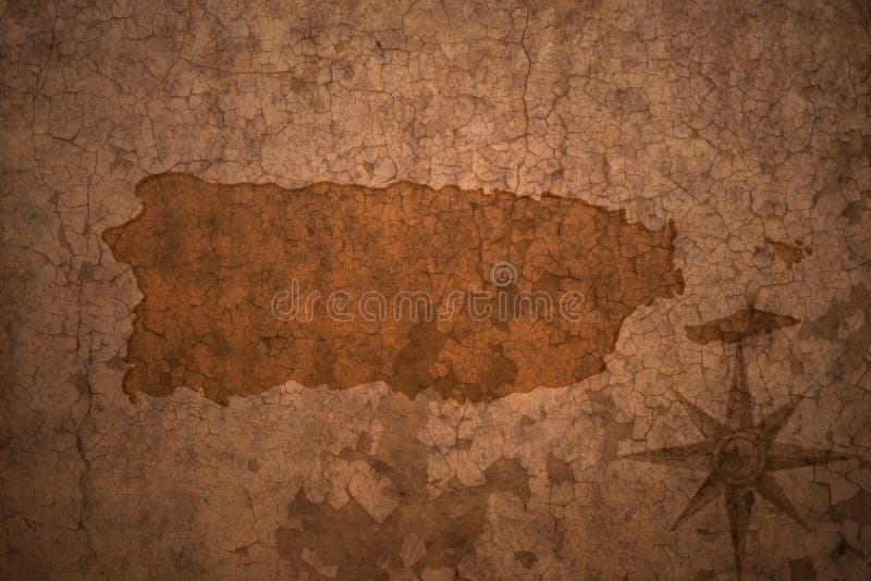 Puerto Rico Map on a Old Vintage Paper Background Stock Illustration ...
