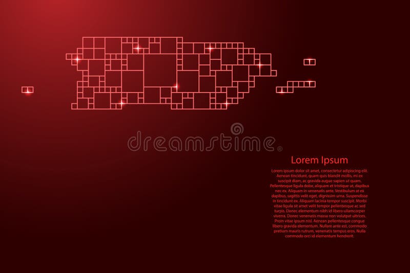 Puerto Rico Map from Red Pattern from a Grid of Squares of Different ...