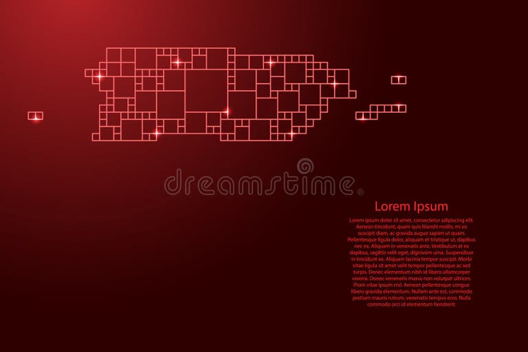 Puerto Rico Map from Red Pattern from a Grid of Squares of Different ...