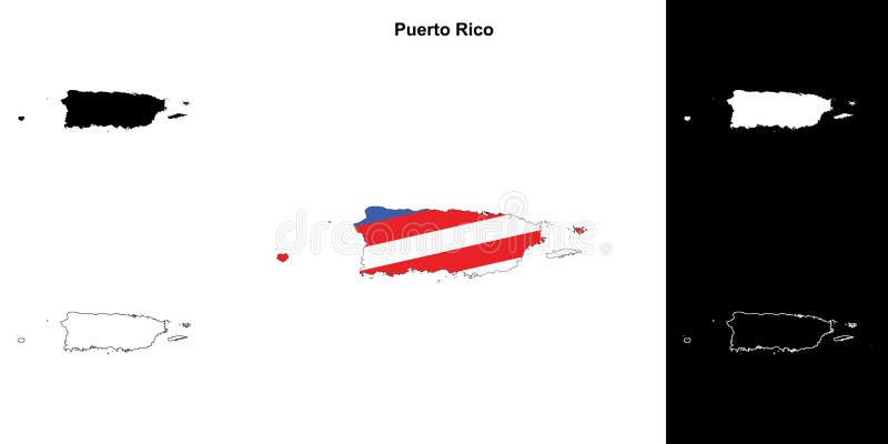 Puerto Rico outline map stock vector. Illustration of border - 323785905