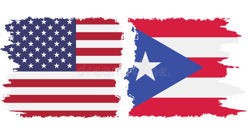 Puerto Rico and USA Grunge Flags Connection Vector Stock Vector ...