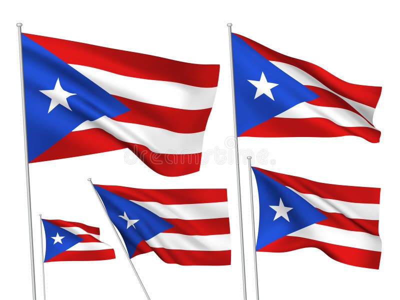 Vector Flags of Puerto Rico Stock Vector - Illustration of flagpole ...