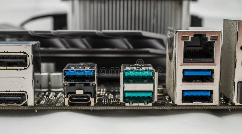 Puertos Usb De Una Motherboard De Equipo. Foto de archivo - Imagen de ...