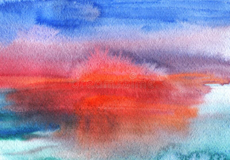 Puesta Del Sol De La Acuarela Stock de ilustración - Ilustración de ...