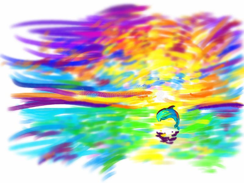 Puesta Del Sol Imponente En El Mar Stock de ilustración - Ilustración ...