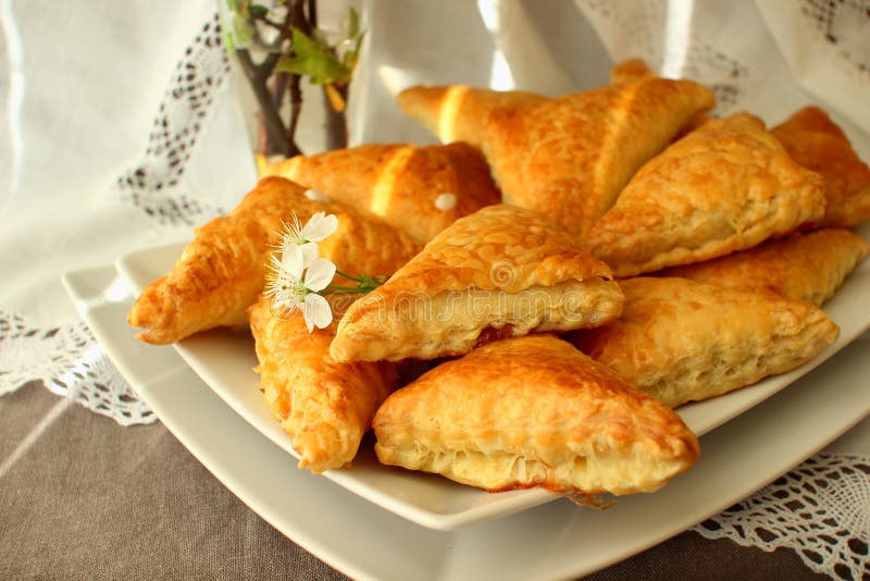 Puff bun on a plate. stock image. Image of cooking, plate - 67322321