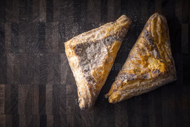 Puff Buns on the Wooden Board Top View Stock Image - Image of sweet ...