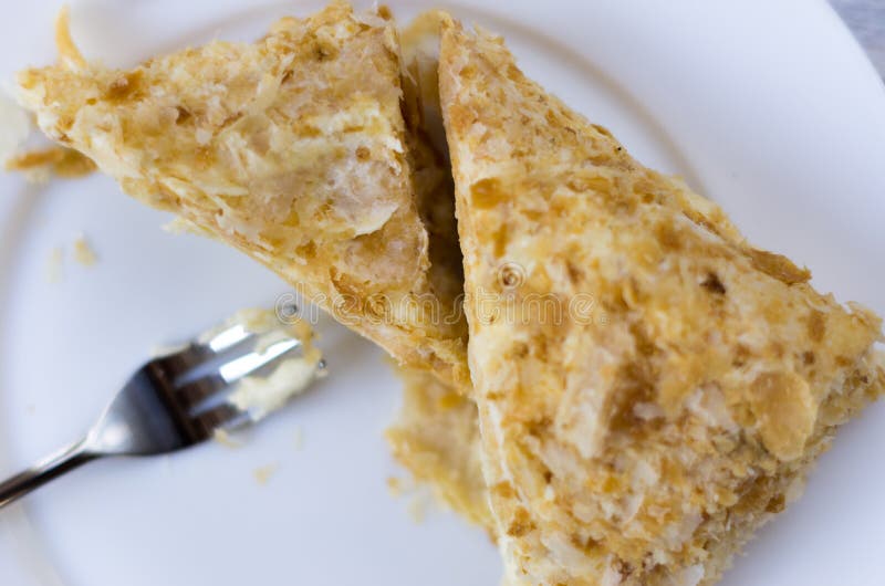 Puff Cake with Cream. Morning Dessert Stock Photo - Image of food, dish ...