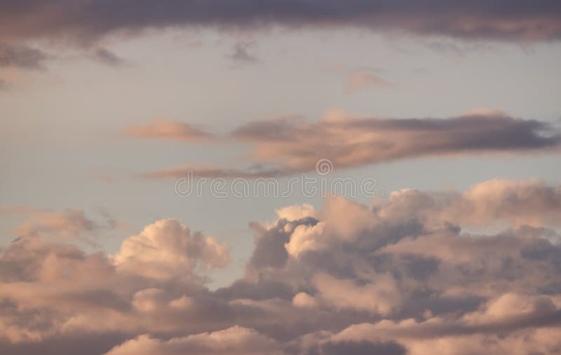Puff Clouds in the Sky during Sunset. Zoom in. Cloudscape Background ...