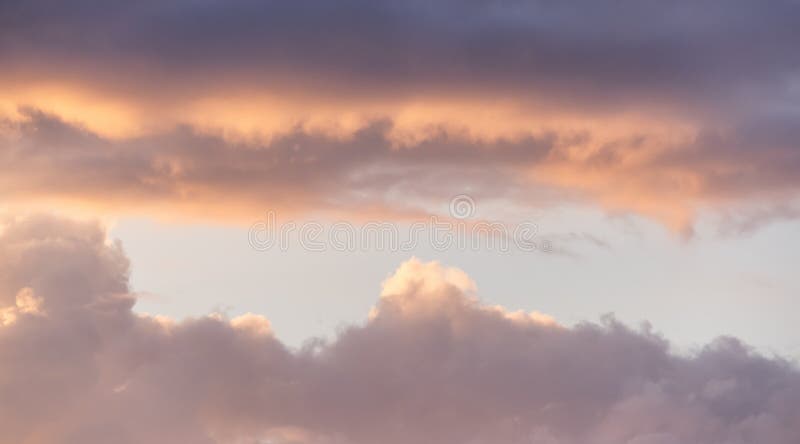Puff Clouds in the Sky during Sunset. Zoom in Stock Image - Image of ...