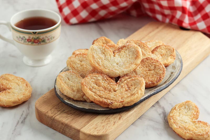Puff Flaky Sugar Palmiers Cookies Stock Image - Image of diet, cuisine ...