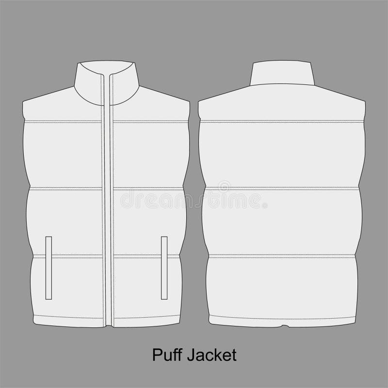 Puff Jacket Template. Vector Apparel Mockup Collection. Puff Jacket ...