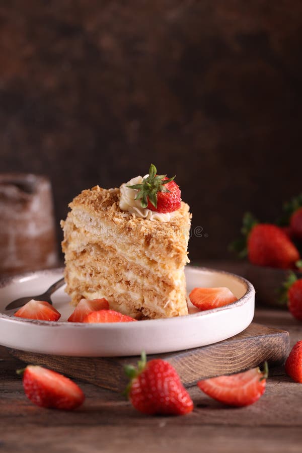 Napoleon Cake with Fresh Berries Stock Image - Image of puff, slice ...