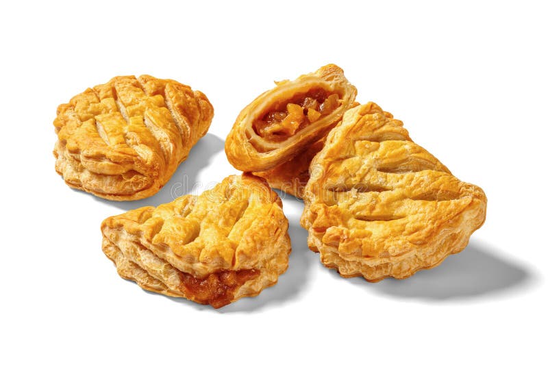 Puff Pastry Apple Turnovers Isolated on White Stock Illustration ...