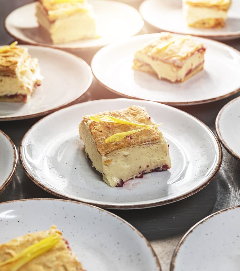 Puff Pastry Base and Custard Cream Stock Photo - Image of dough ...